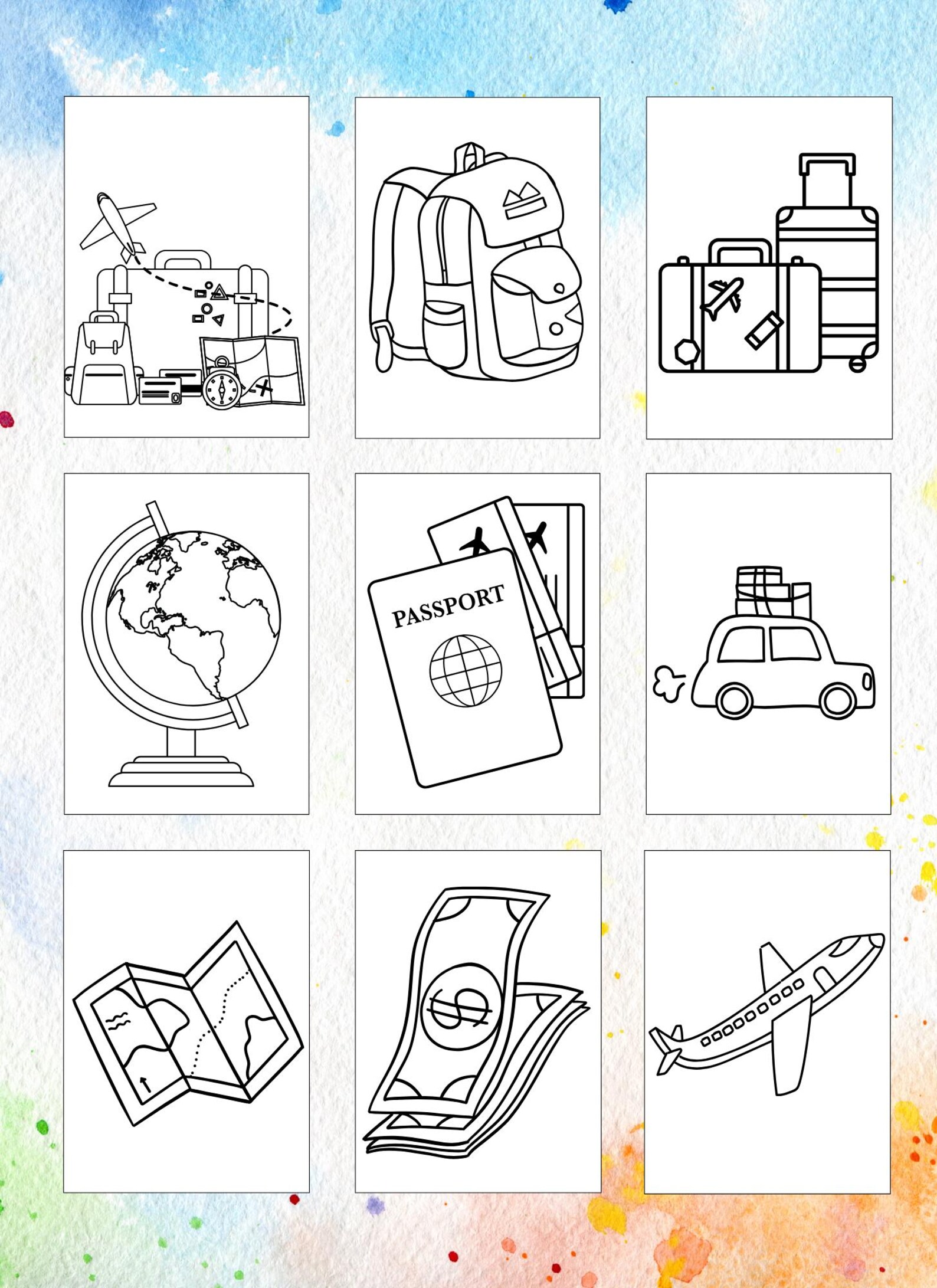 Travel Coloring Sheets - Etsy