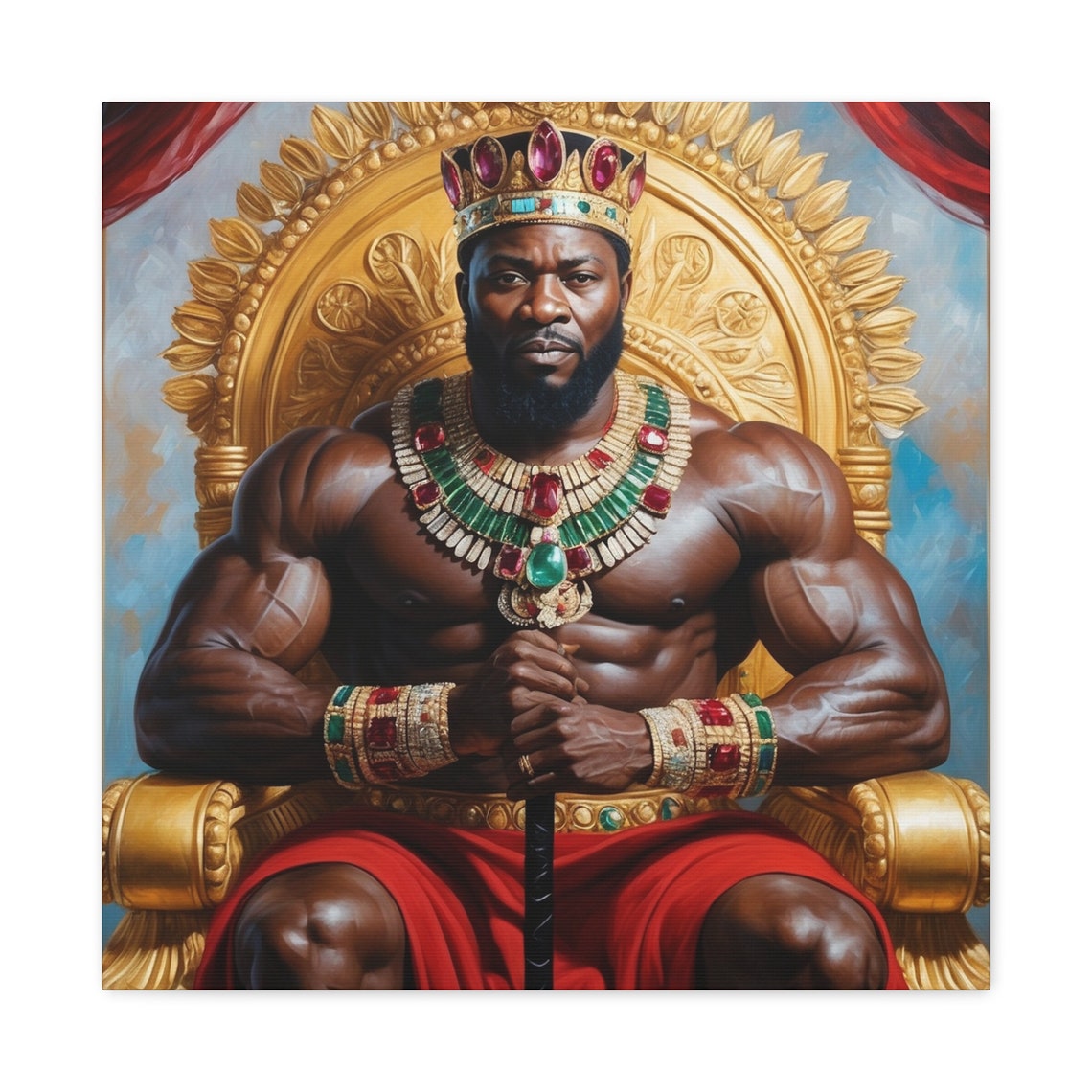 African King Sitting on His Throne Portrait/ Wall Art - Etsy