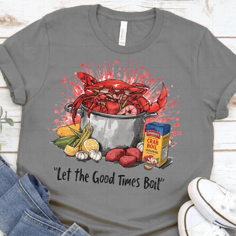 Crab and Shrimp Boil PNG Design, Hand-drawn Sublimation Art, Let the ...