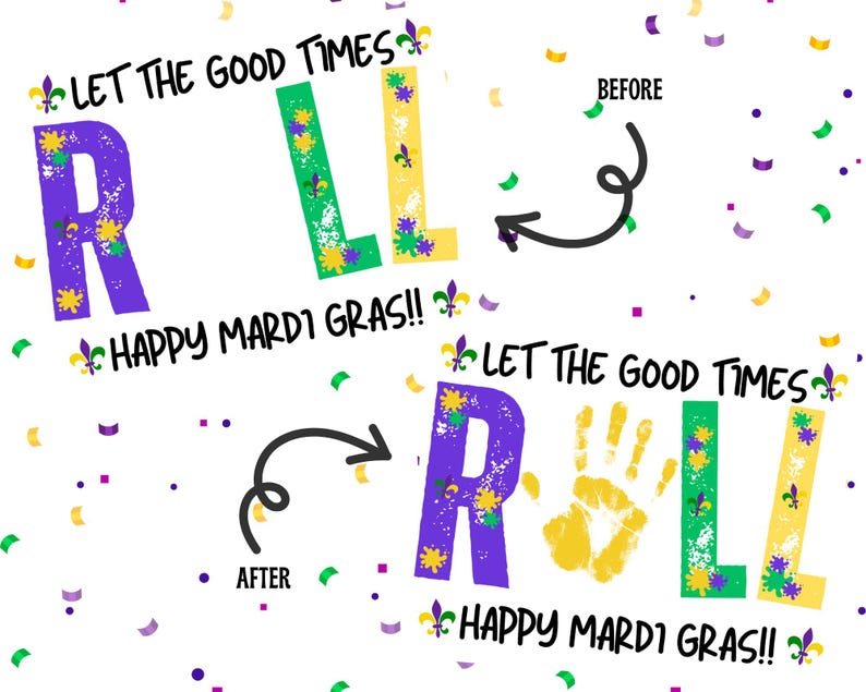 PRINTABLE Mardi Gras Handprint Art Craft for Kids, Good Times Roll ...