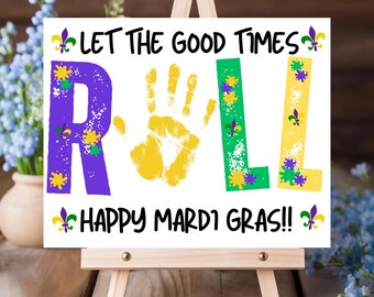 PRINTABLE Mardi Gras Handprint Art Craft for Kids, Good Times Roll ...