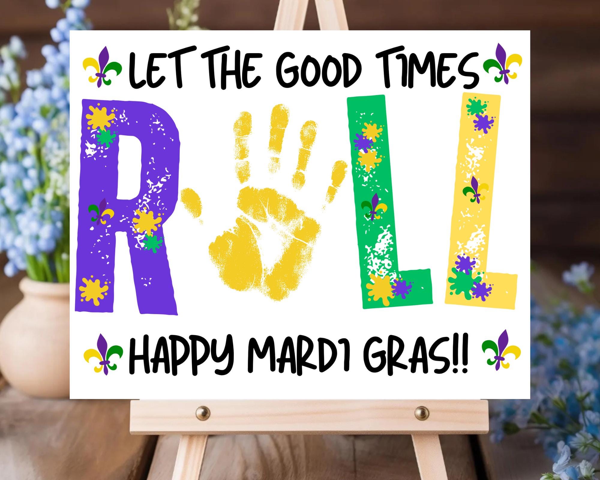 PRINTABLE Mardi Gras Handprint Art Craft for Kids, Good Times Roll ...