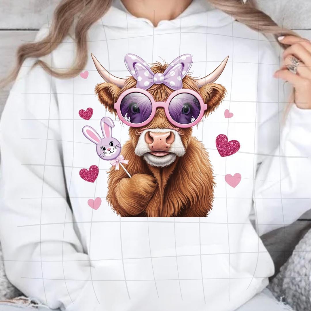 Highland Cow Easter PNG - Happy Easter PNG - Bunny Designs - Highland ...