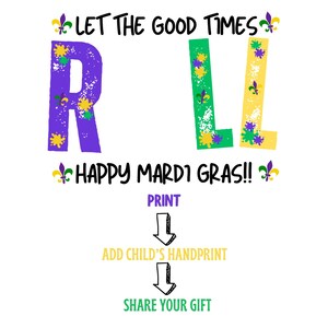 PRINTABLE Mardi Gras Handprint Art Craft for Kids, Good Times Roll ...