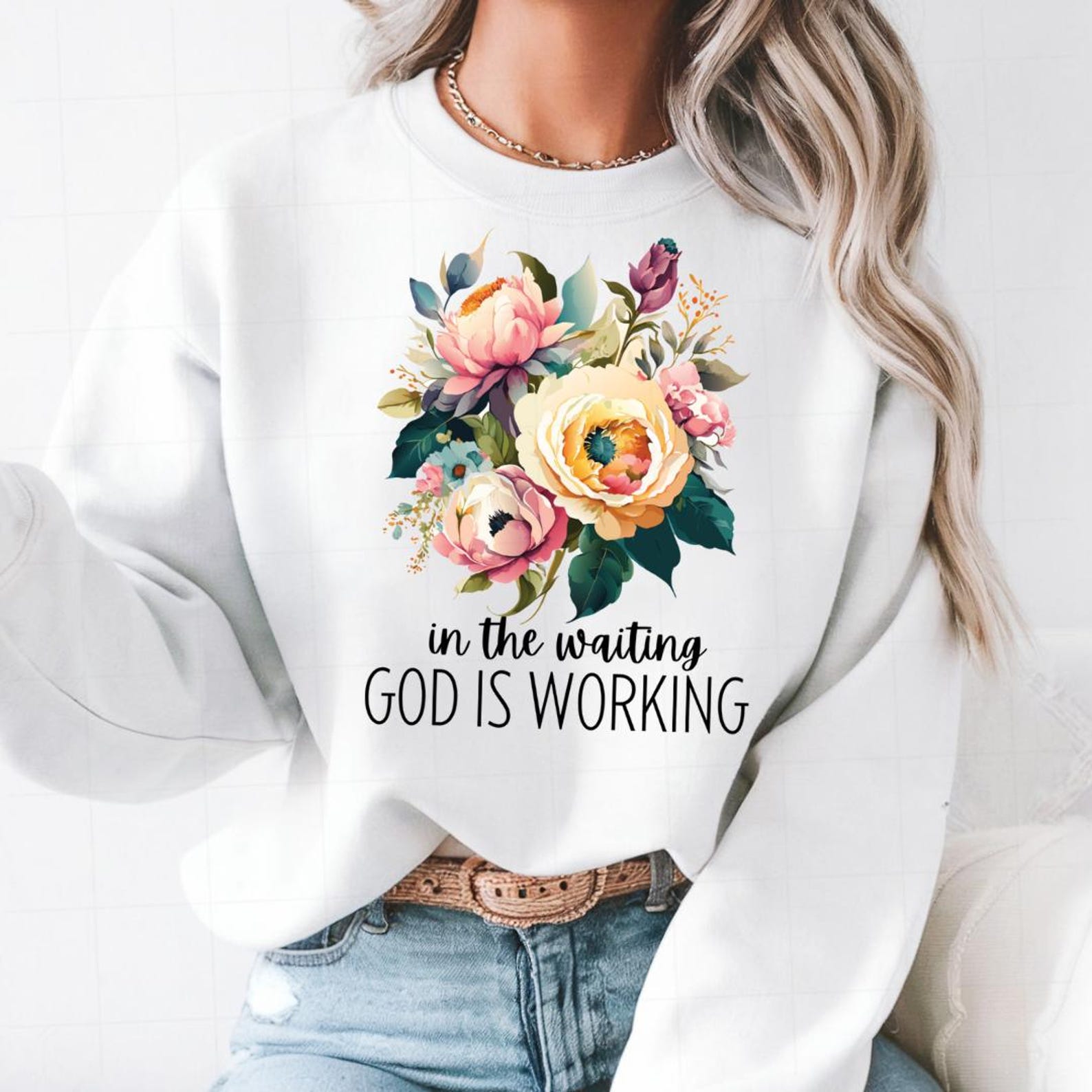God is Working PNG: Vintage Floral Christian Sublimation (digital ...