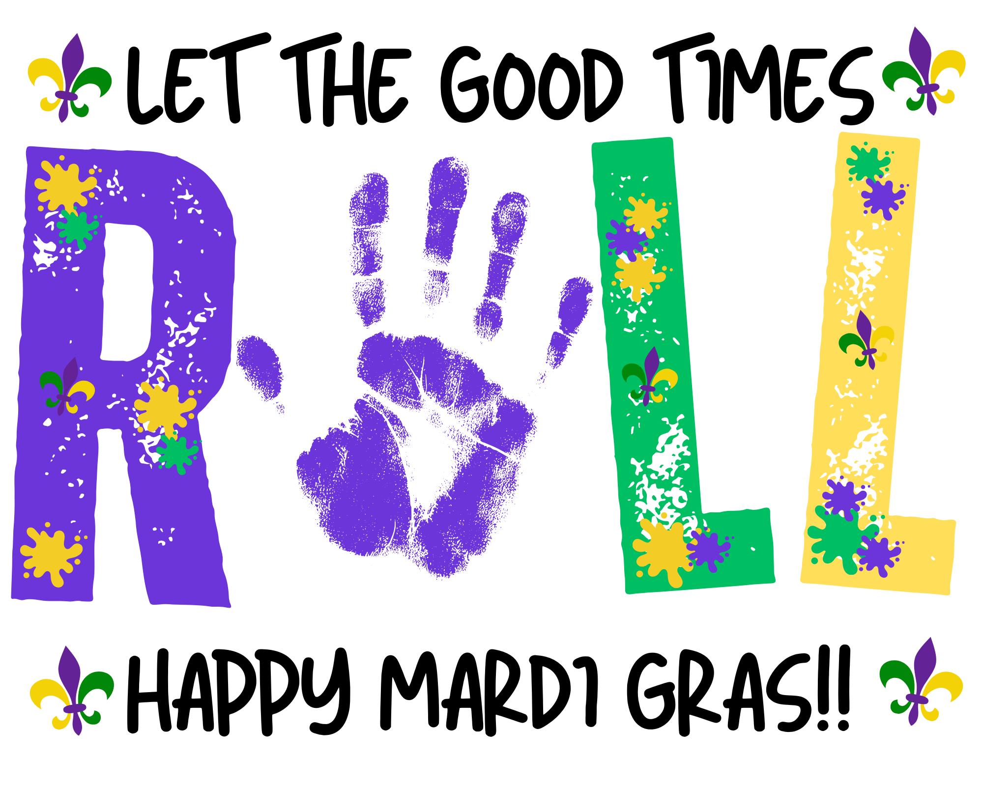 PRINTABLE Mardi Gras Handprint Art Craft for Kids, Good Times Roll ...