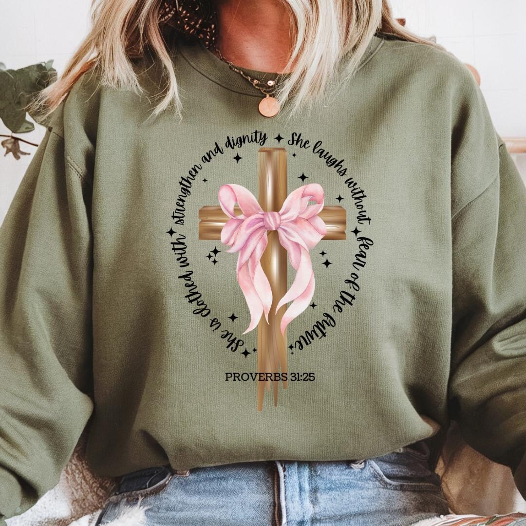 Bible Jesus Design, She is Bible Verse Design, Blue Floral Bow Cross ...