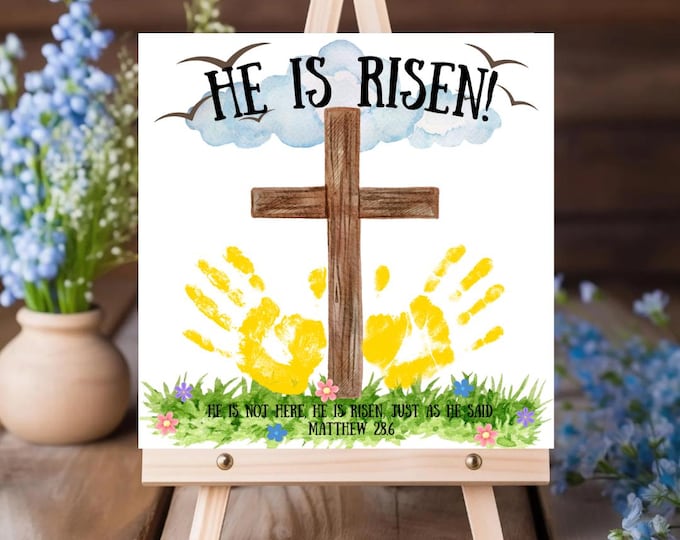PRINTABLE Easter Handprint Art Craft for Kids, He is Risen Keepsake Art ...