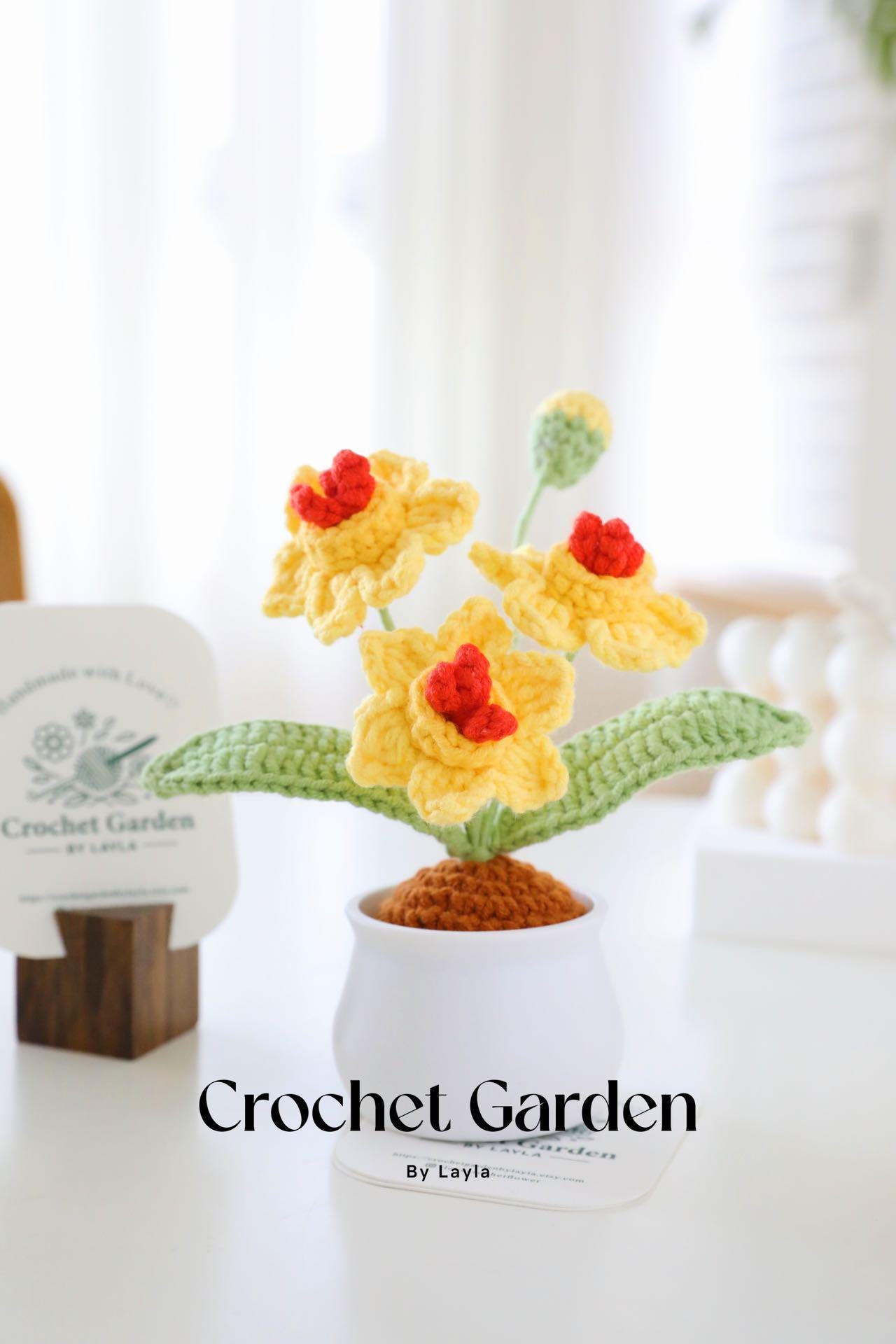 Crochet Daffodil Plant, Min Crochet Daffodil in Pot, Housewarming Gift ...