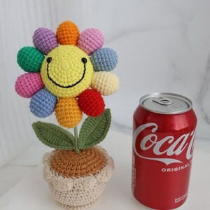Crochet Happy Face Sunflower, Crochet Flower in Pot, Housewarming Gift ...