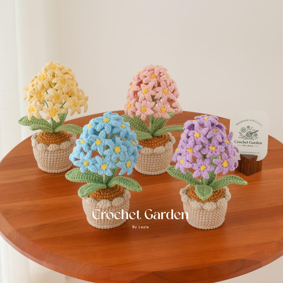 Crochet Hyacinth in Pot, Housewarming Gift, Desk Decoration, Room ...
