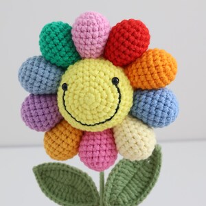 Crochet Happy Face Sunflower, Crochet Flower in Pot, Housewarming Gift ...