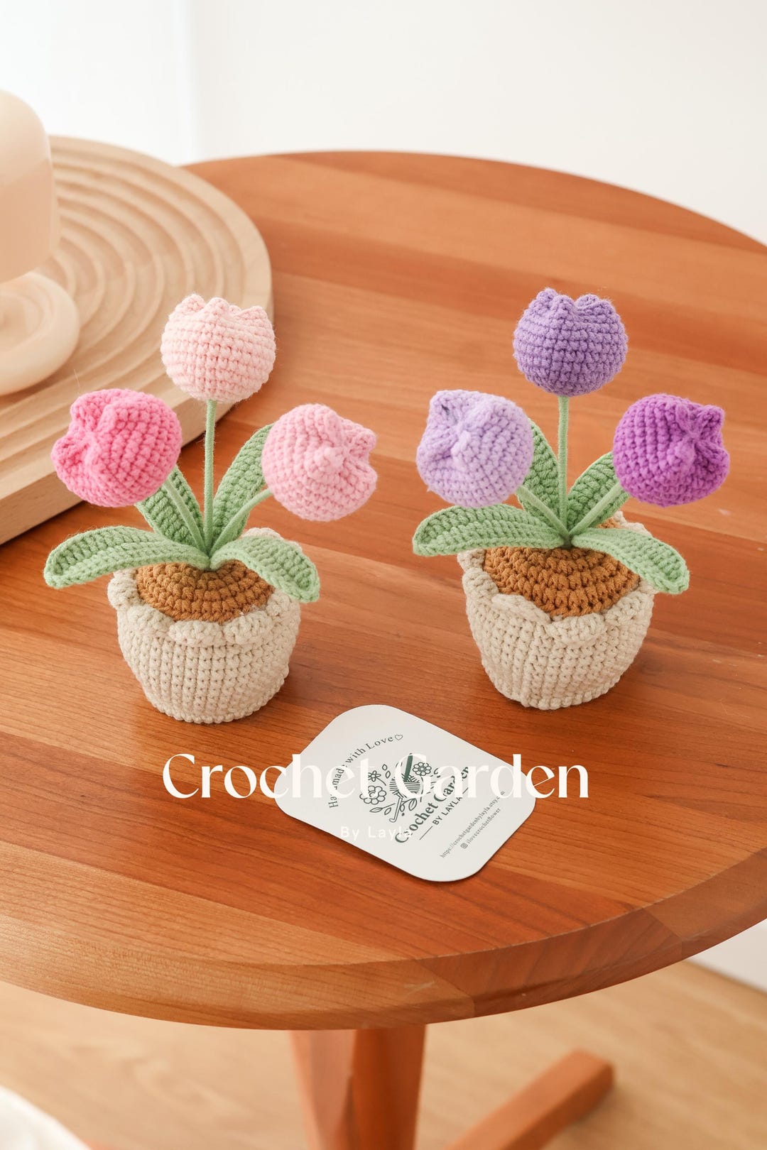 Handmade Crochet Tulip Flower Pot Mini Potted Tulip Mother's Day Gift ...