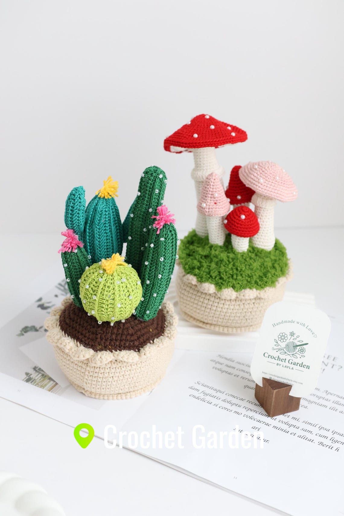 Handmade Crochet Cactus Mushroom Decor Unique Home Decoration Amigurumi ...