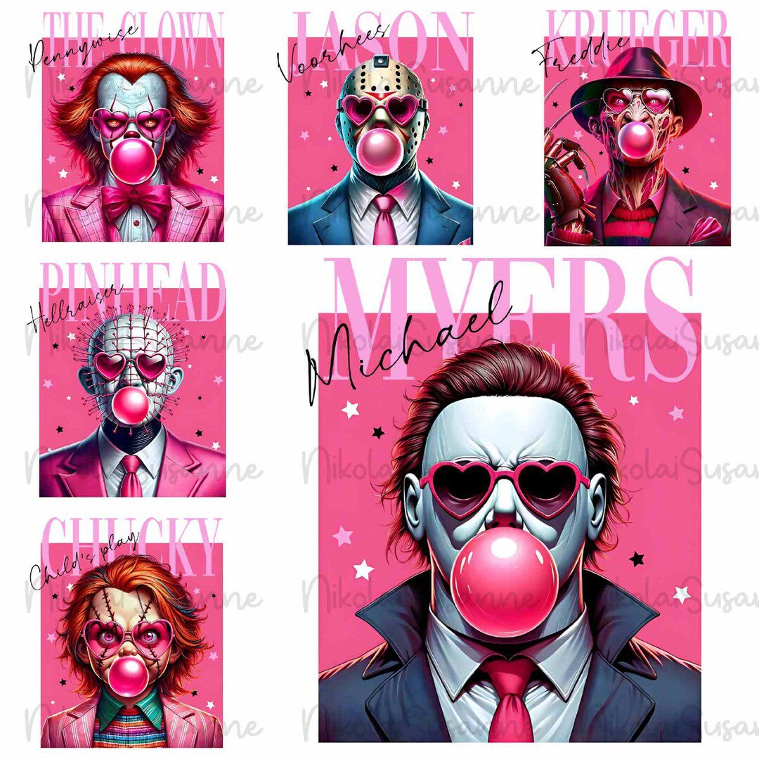 Pink Halloween Mask Killer Png Bundle, Horror Movie Killers, Scary ...