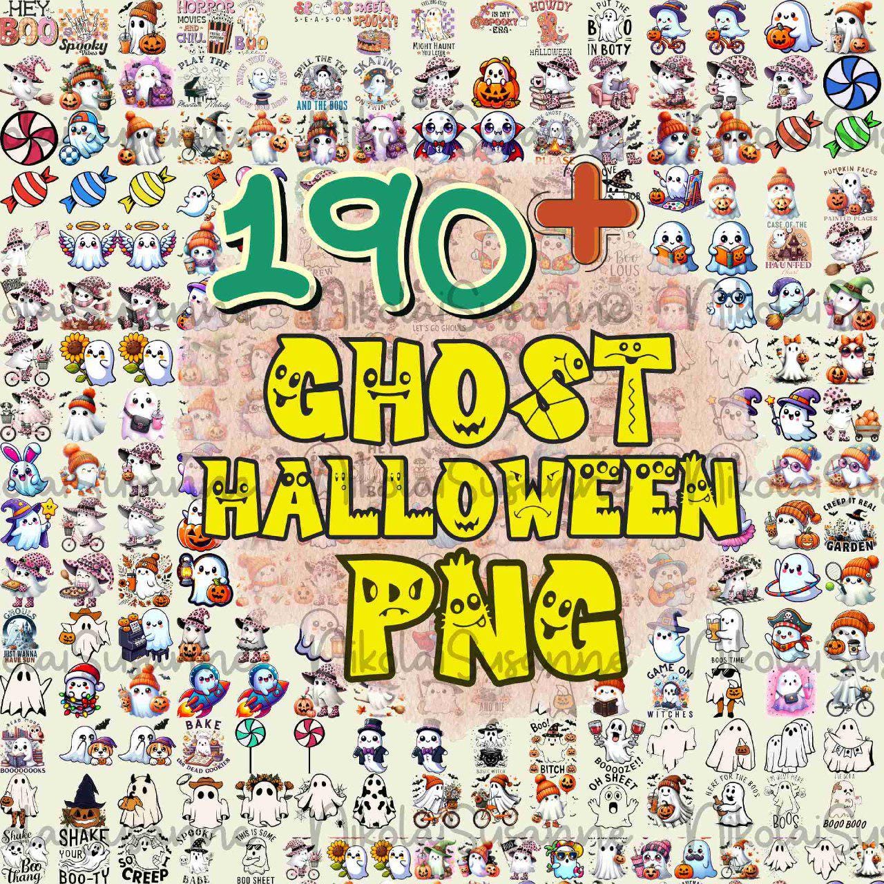 190 Halloween Mega Bundle PNG, Ghost PNG, Pumpkin Png, Vintage Ghost ...