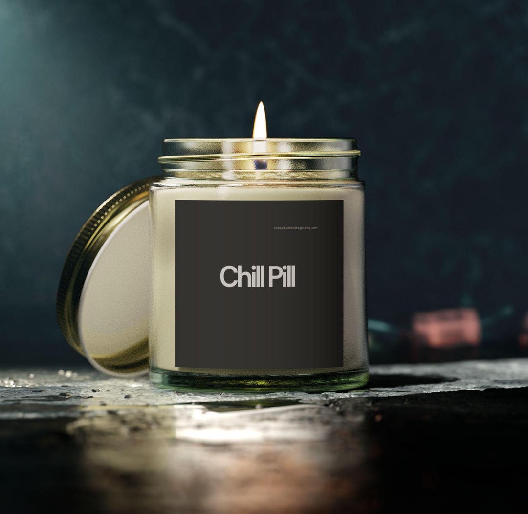 Chill Pill Candle: Stress Relief, Coconut Apricot Wax, Gold Lid - Etsy