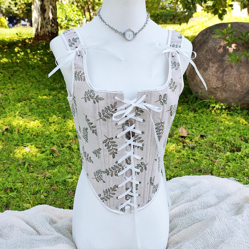 Green Leaf Corset, Custom Linen Corset Top, Light Breathable Corset ...