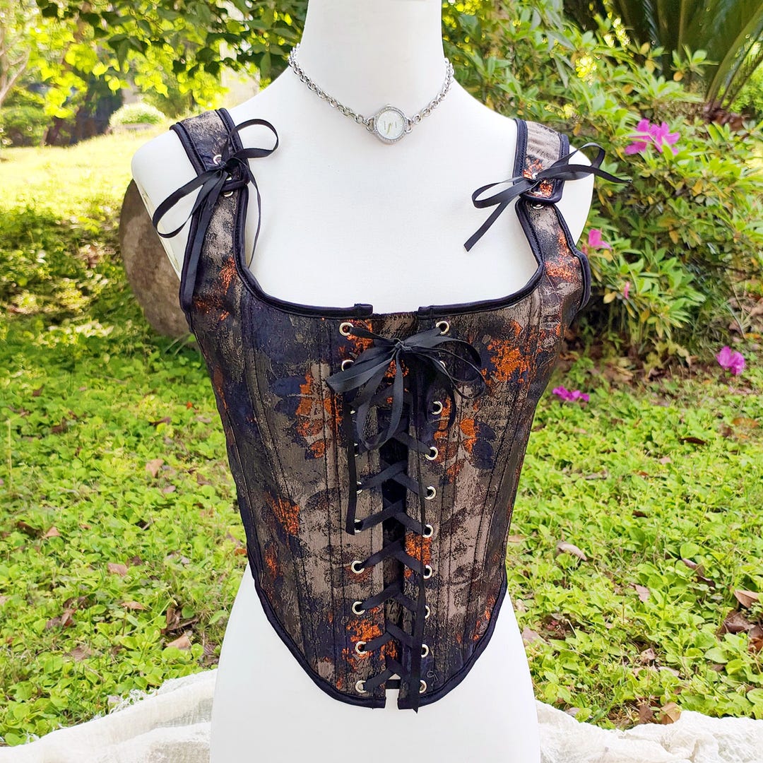 Gold Leaf Bustier Corset, Renaissance Corset Top, Vintage Medieval ...