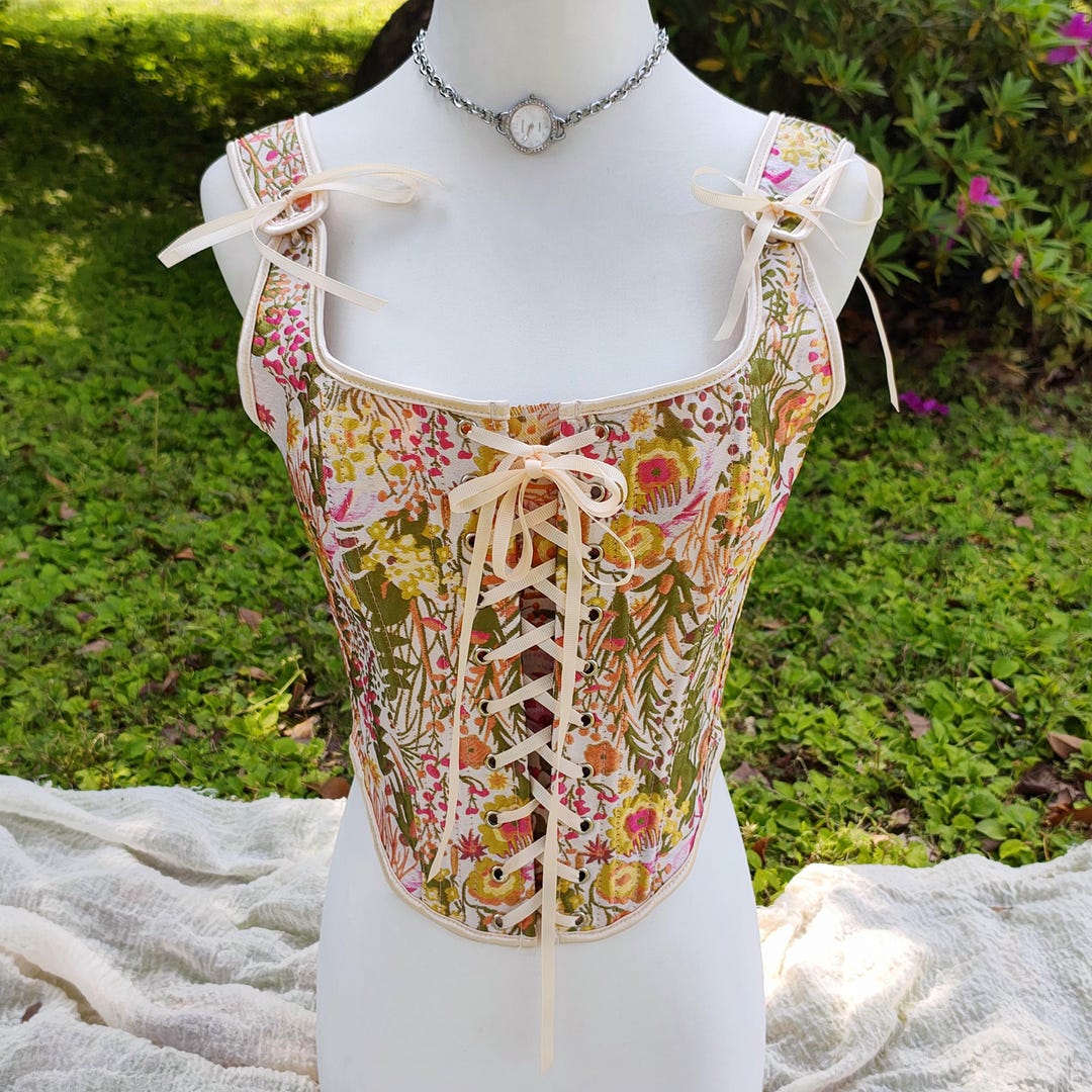 Fairy Floral Corset Top, Renaissance Corset Top, Upper Bust Corset ...