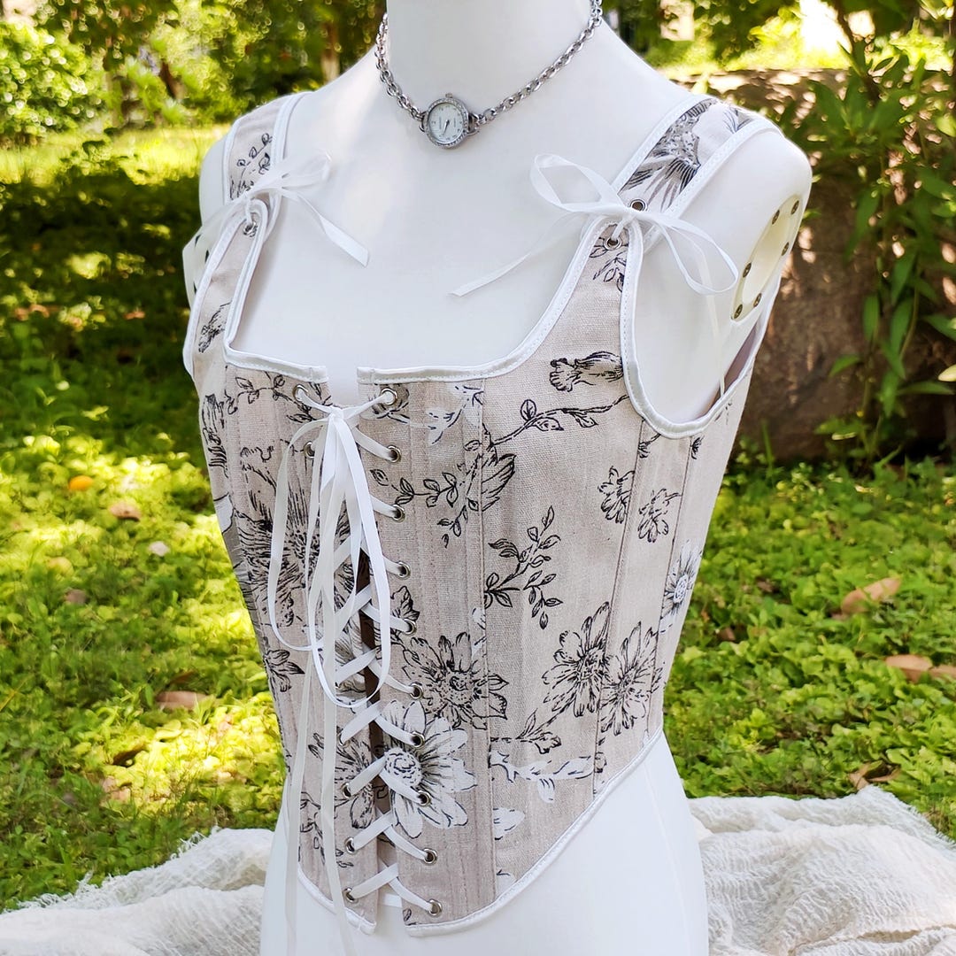 Vintage Linen Corset, Custom Renaissance Linen Corset Top Bodice ...