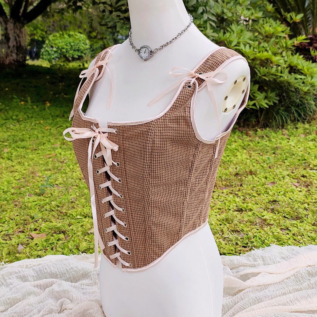 Corduroy Corset Top, Khaki Renaissance Corset Top, Custom Corset Bodice ...