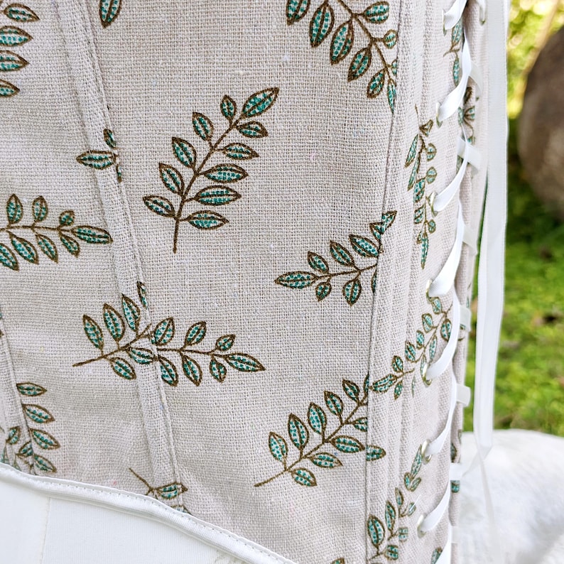 Green Leaf Corset, Custom Linen Corset Top, Light Breathable Corset ...