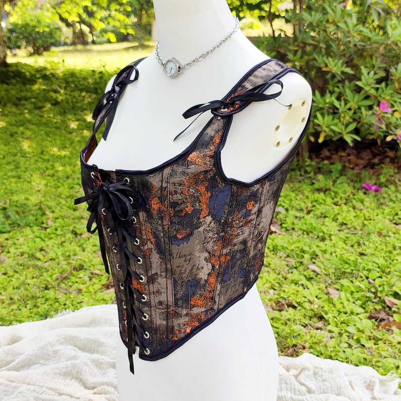 Gold Leaf Bustier Corset, Renaissance Corset Top, Vintage Medieval ...