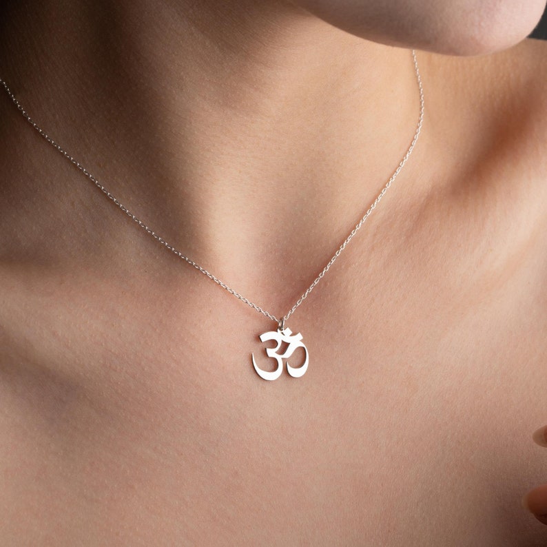 Gold Ohm Necklace 925 Sterling Silver Yoga Necklace for Mom Silver Om ...