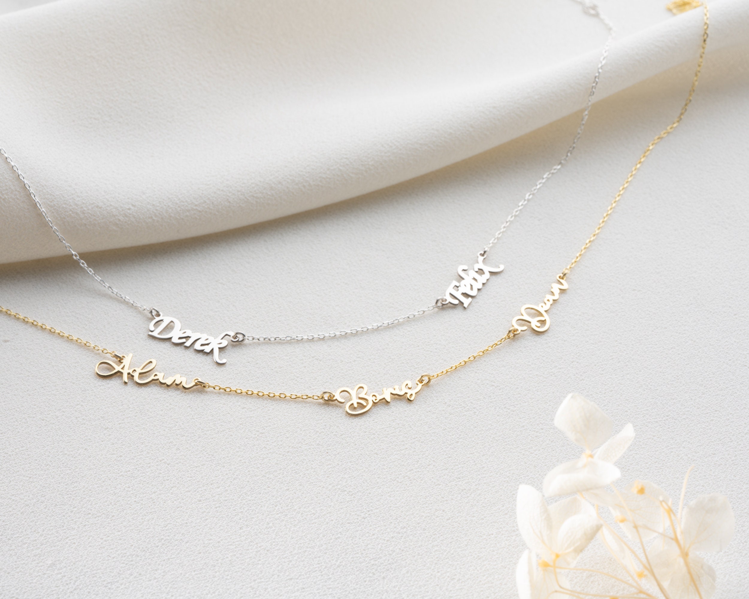 Multiple Name Necklace Custom Family Name Necklace for Grandma Three ...