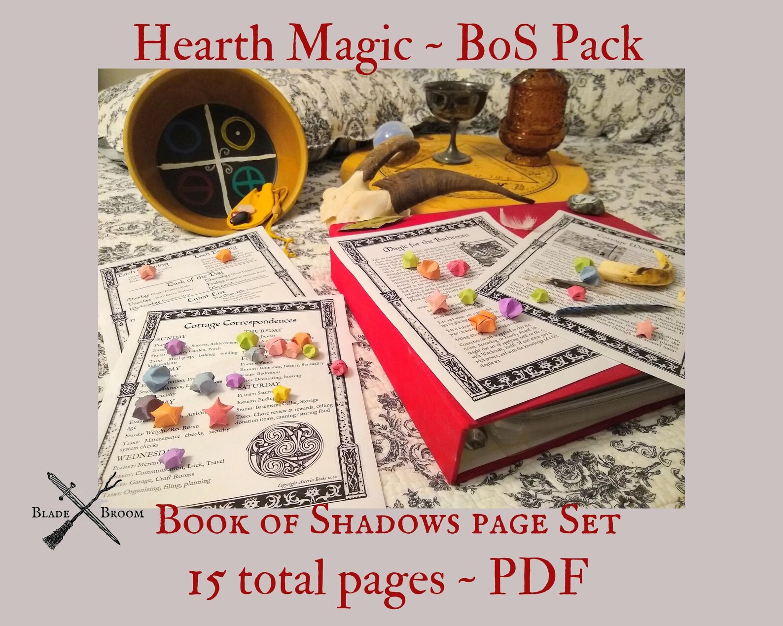 Hearth Magic BOS Sheets PDF Format 15 Pages Book of Shadows Pages by ...