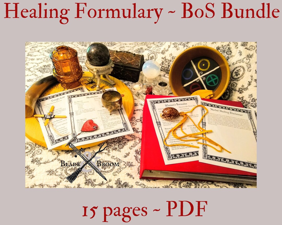 Healing Formulary BOS Sheets PDF Format-- 15 Pages Book of Shadows ...