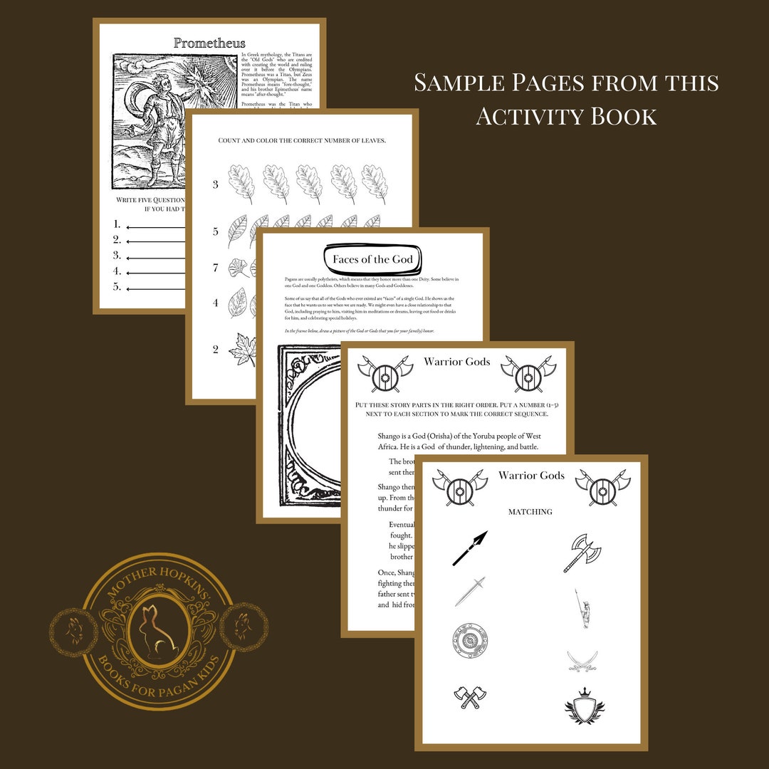 Faces of the God - Pagan Kids Activity Book - Mother Hopkins - Etsy