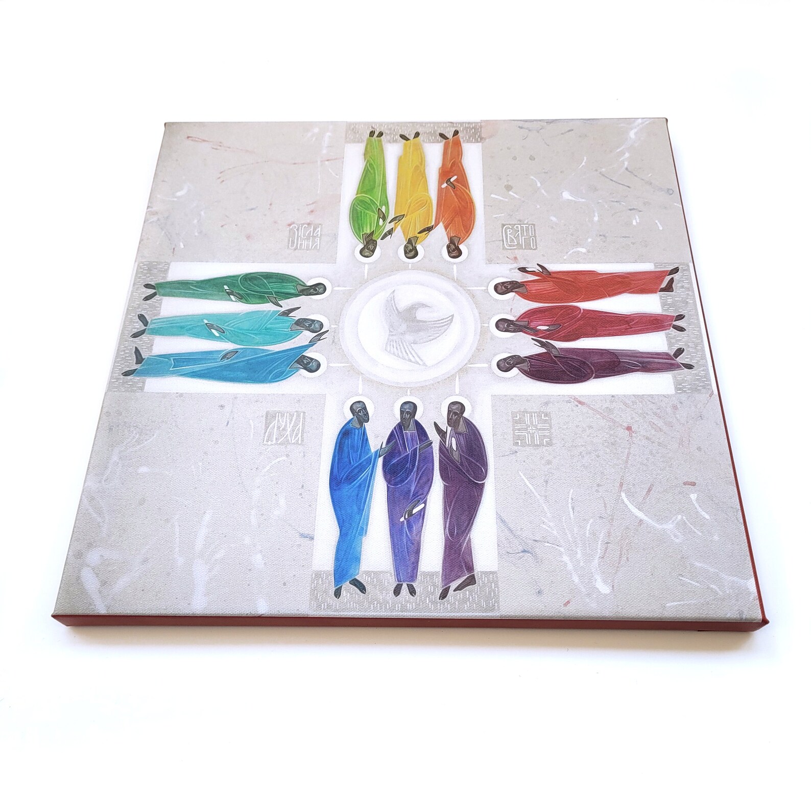 Pentecost (descent of Holy Spirit), Original Art Print on Stretched ...
