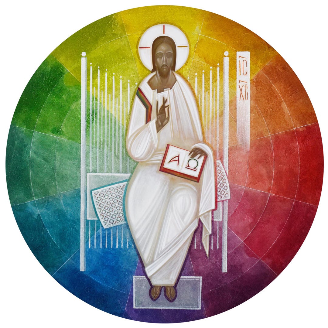 Image of Jesus Christ Pantocrator on the Throne - Modern Christian Icon ...