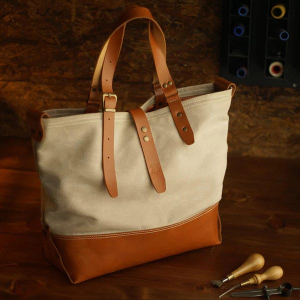 Canvas Leather Bag - Etsy