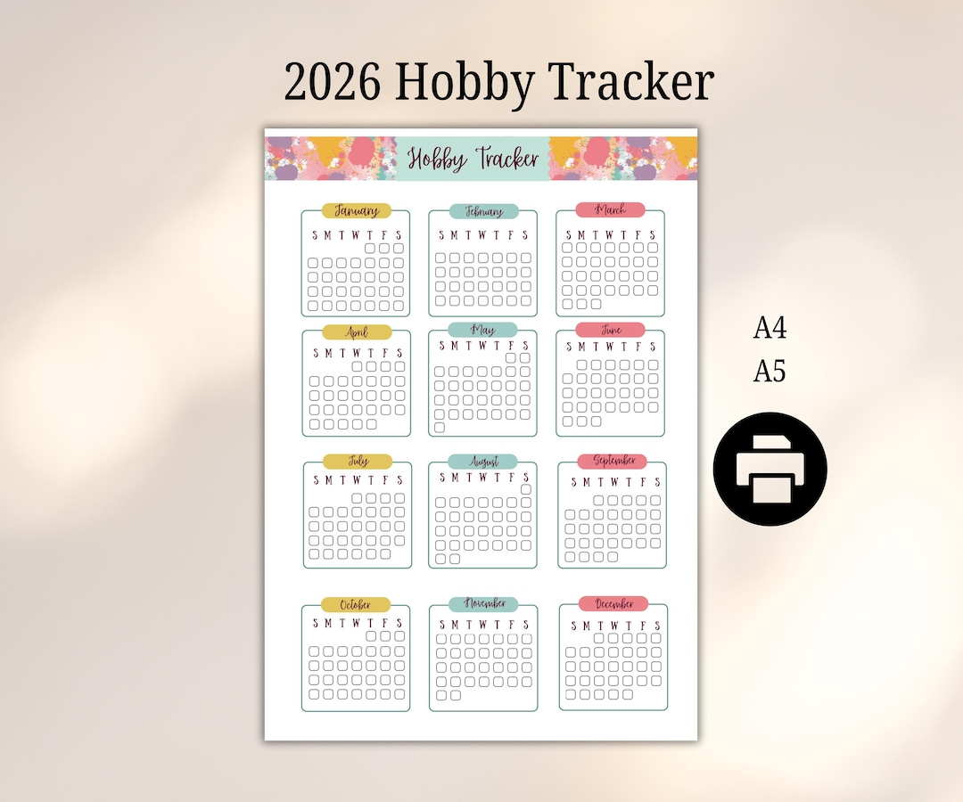 2026 Hobby Tracker, Undated Yearly Hobby Tracker, ADHD Planner ...