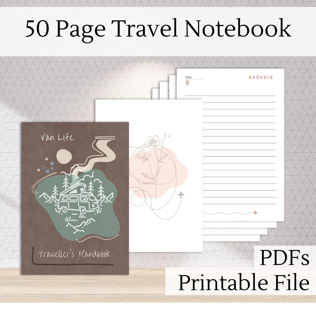 Minimalist A5 Travel Journal: Printable 50-page Notebook (PDF Download ...