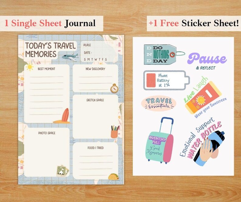 Daily Travel Journal Printable – Daily Travel Memories Sheet, Travel ...