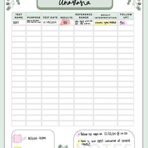 Lab Results Tracker for Medical Binder Lab Test Organization Health ...