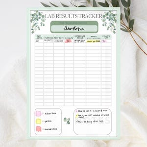 Lab Results Tracker for Medical Binder Lab Test Organization Health ...