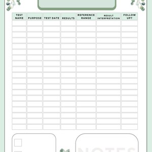 Lab Results Tracker for Medical Binder Lab Test Organization Health ...