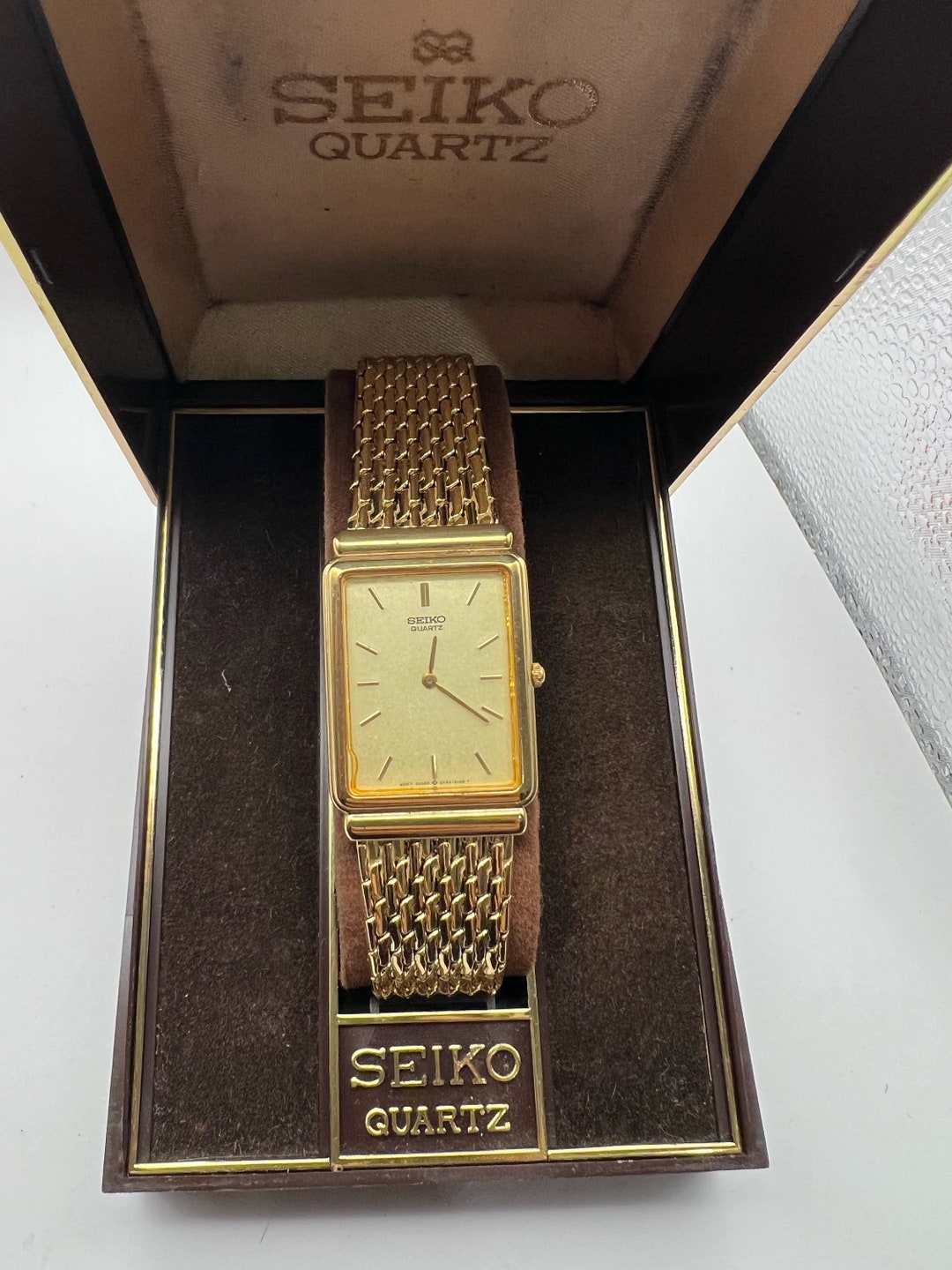 Vintage Seiko Tank Style Mens Watch 1988 Quartz Original Box - Etsy