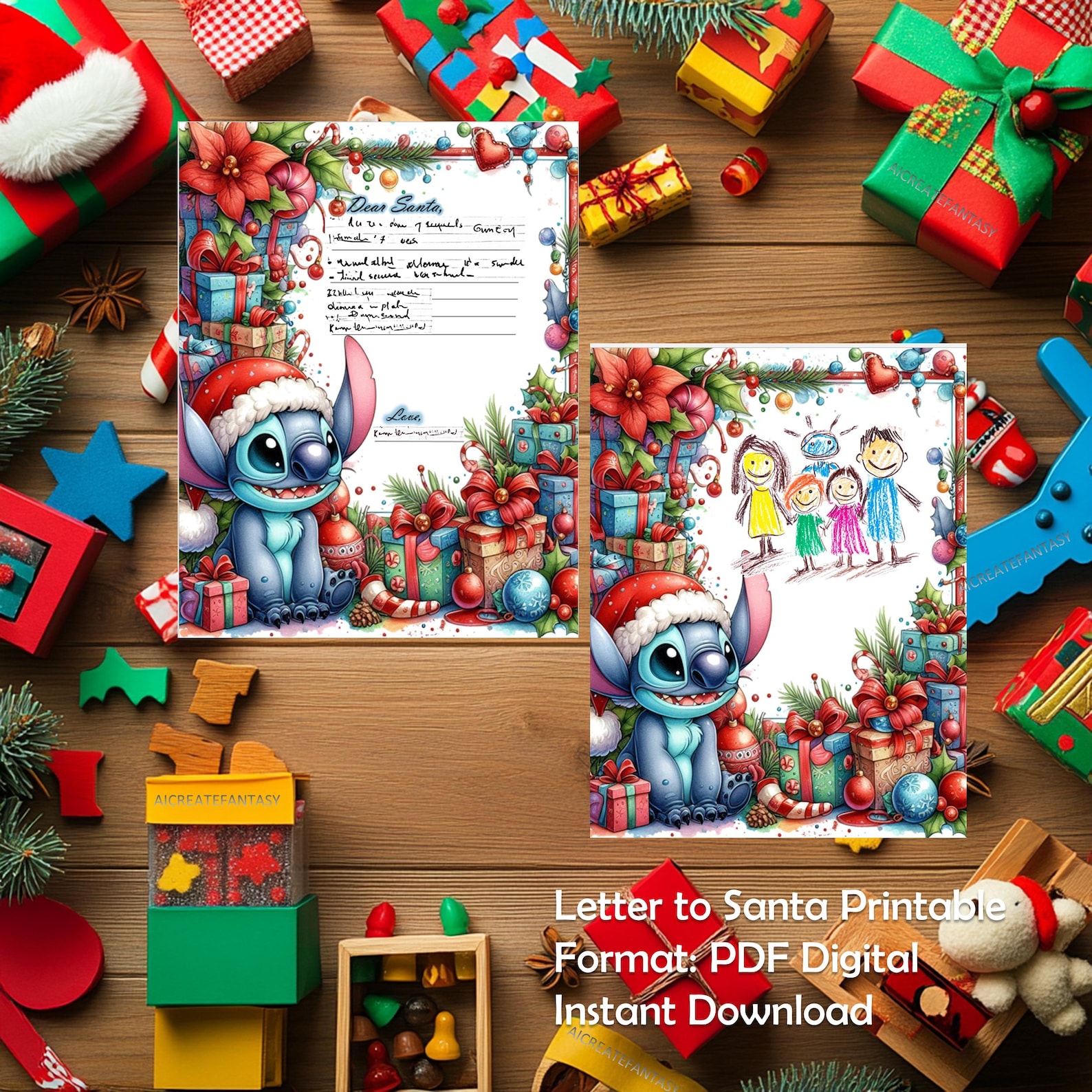 Letter to Santa Stitch Printable Christmas Wishlist Instant Download ...