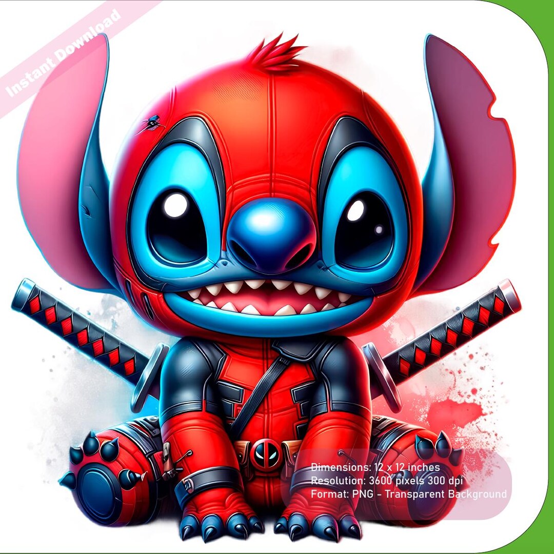 Buy Stitch Deadpool Character Fantasy Splash Watercolor PNG Aesthetic ...