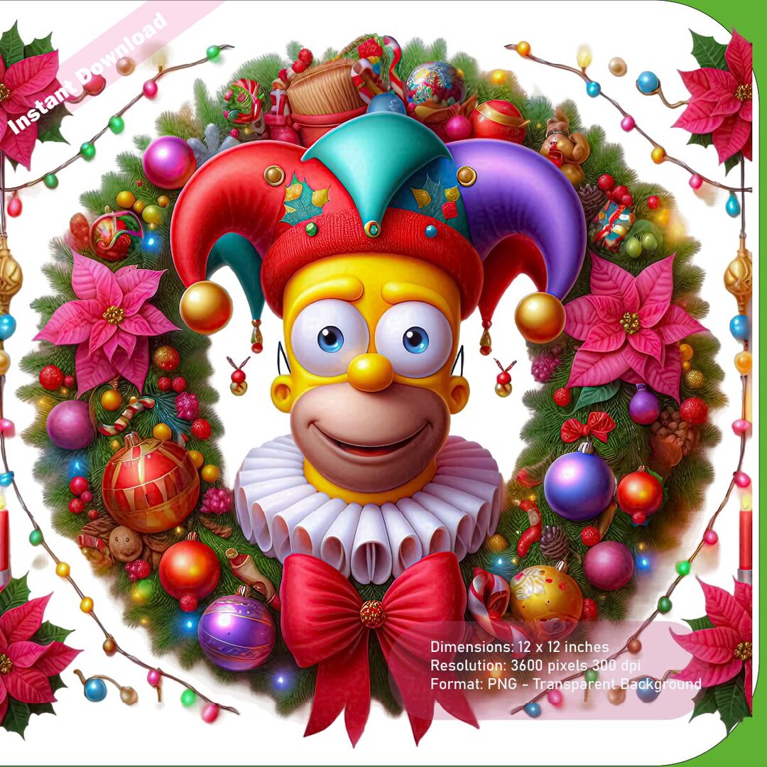 Homer Christmas Wreath PNG Color Fantasy Watercolor Aesthetic Clipart ...