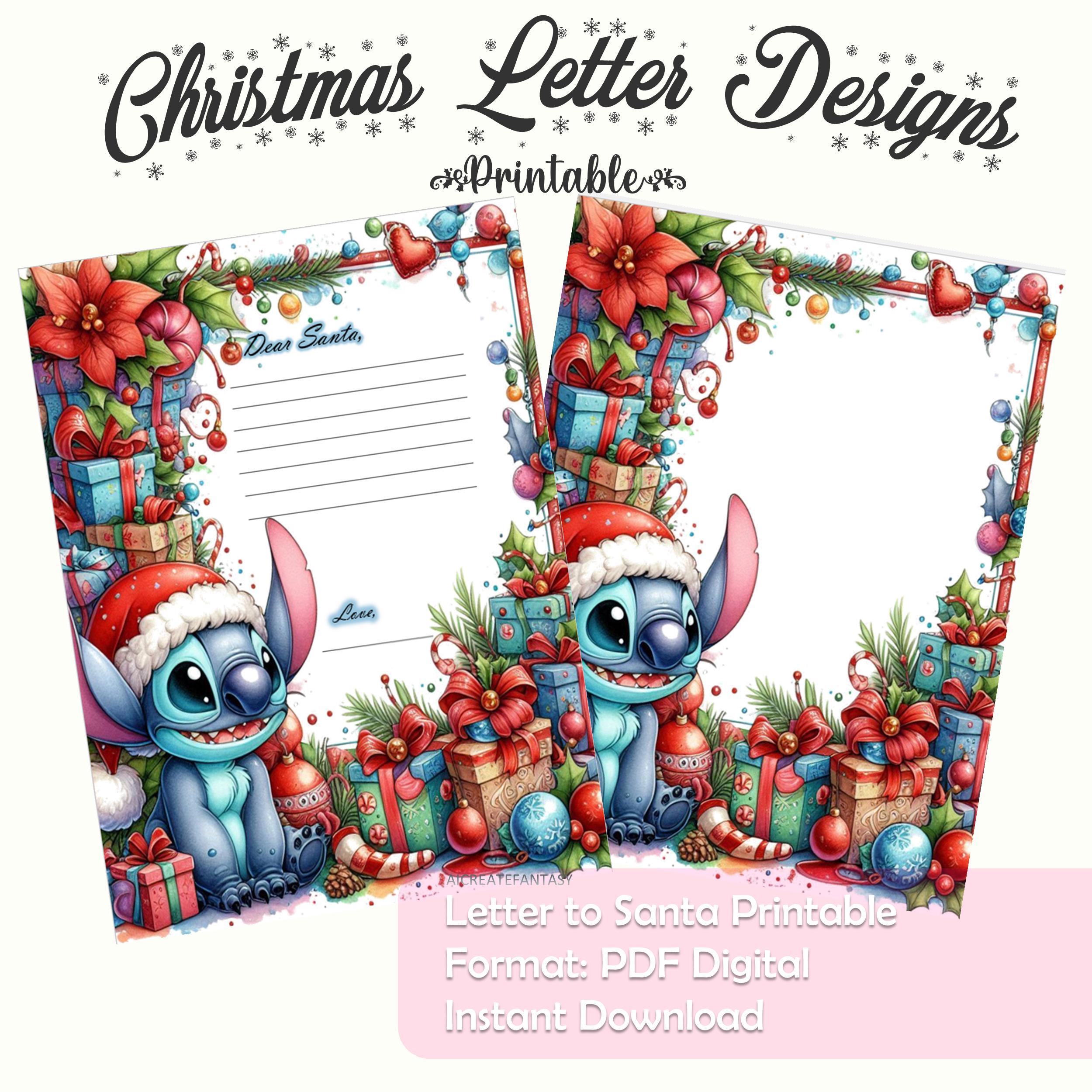 Letter to Santa Stitch Printable Christmas Wishlist Instant Download ...