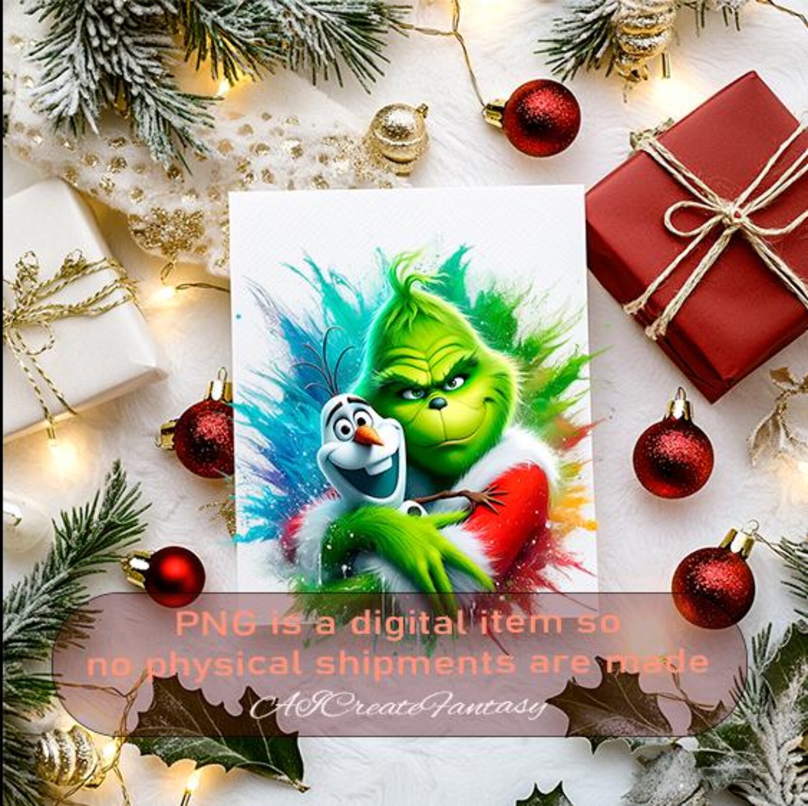 Grinch Santa Claus Rudolph Red-nosed Color Fantasy Watercolor PNG ...