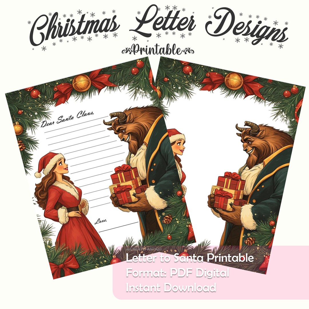 Letter to Santa Belle Printable PDF Christmas Wishlist Instant Download ...
