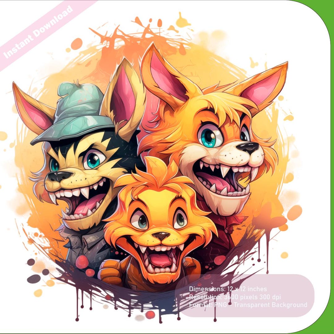 Foxy Springtrap Five Night at Freddy Halloween Color Watercolor PNG ...